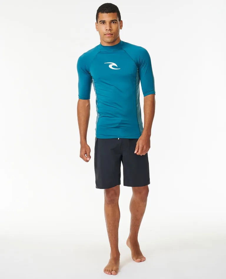 Rip Curl - Waves UPF Performance Short Sleeve Rash Vest | Deep Ocean ...